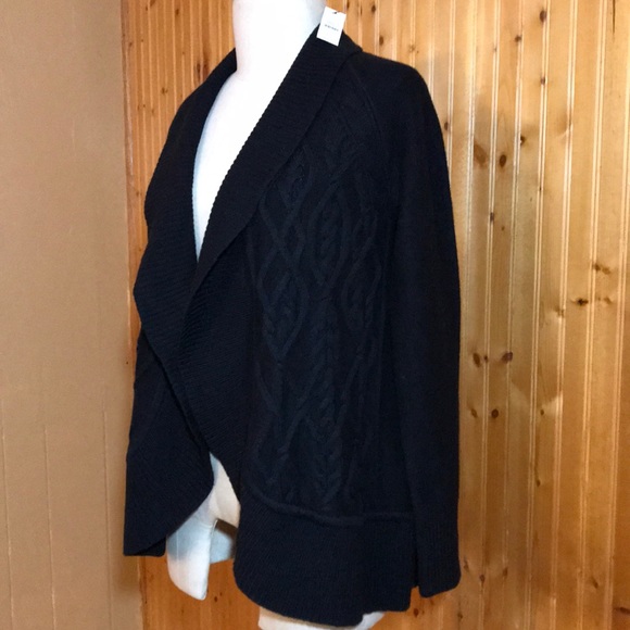 Talbots | Sweaters | Nwt Talbots Small Petite Cableknit Black Cardigan ...